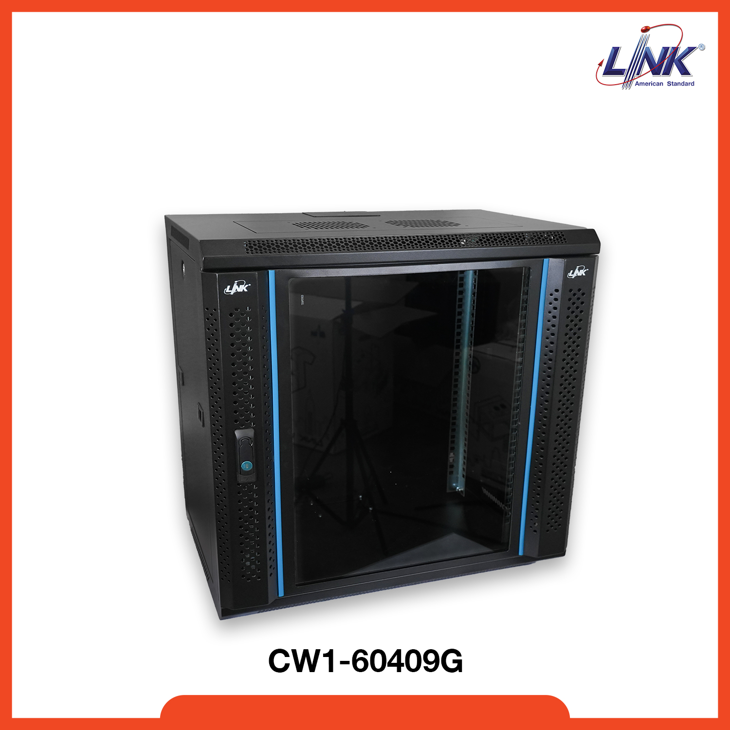 LINK 19” GLASS WALL RACK 9U, ลึก 40 cm., 1 ตอน 60 x 40 x 50.5 ...